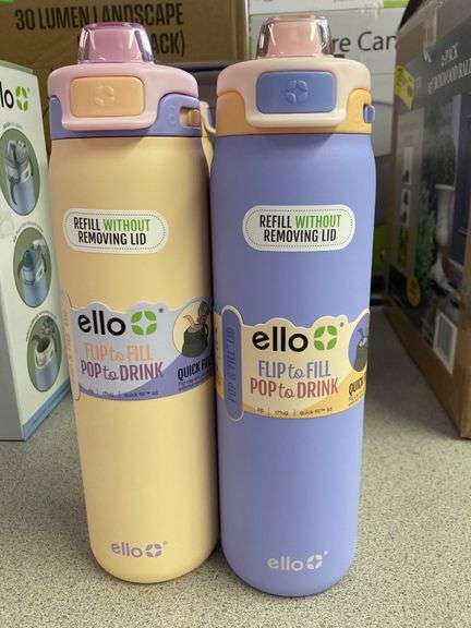 2-Ello Plastic Flip-to-Fill Water Bottles, 22 Oz, 2 Colors - Metzger ...