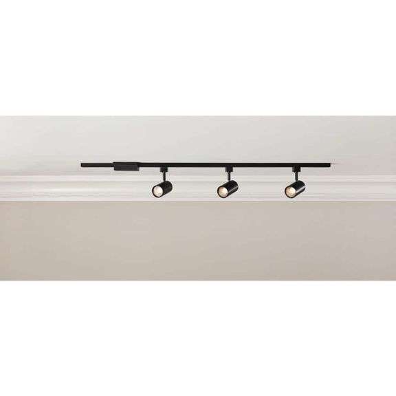 HAMPTON BAY - 3.67 ft. Black Integrated LED Ceiling Mounted Hard Wired ...