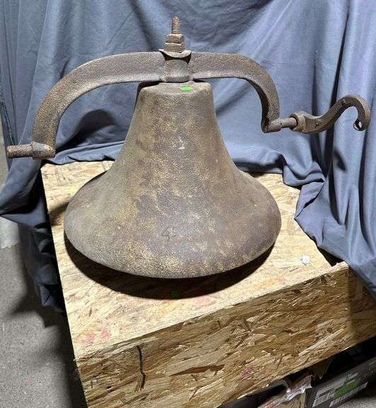 Large Cast Iron Bell with Pivoting Mount and Attached Arm 16.5 ...