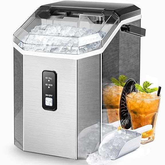 AGLUCKY - Nugget Ice Maker Countertop, Portable Crushed Ice Maker ...