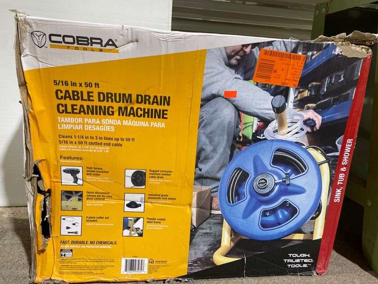 Cobra Tools Cable Drum Drain Cleaning Machine, 5/16 in x 50 ft ...