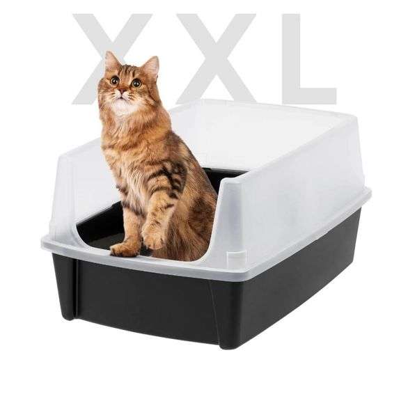 IRIS USA Extra Large Open Top Cat Litter Box with Scatter Shield ...