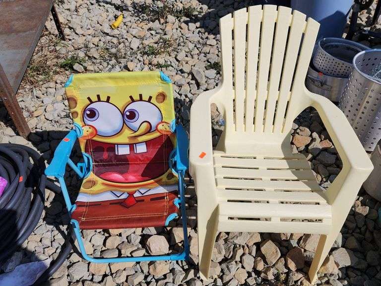 Plastic Adirondack-Style Chair and Folding Chair with SpongeBob ...