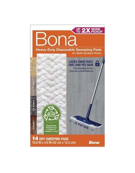 Bona Heavy-Duty Disposable Sweeping Pads, Sealed Box, 14 Pads - Metzger ...
