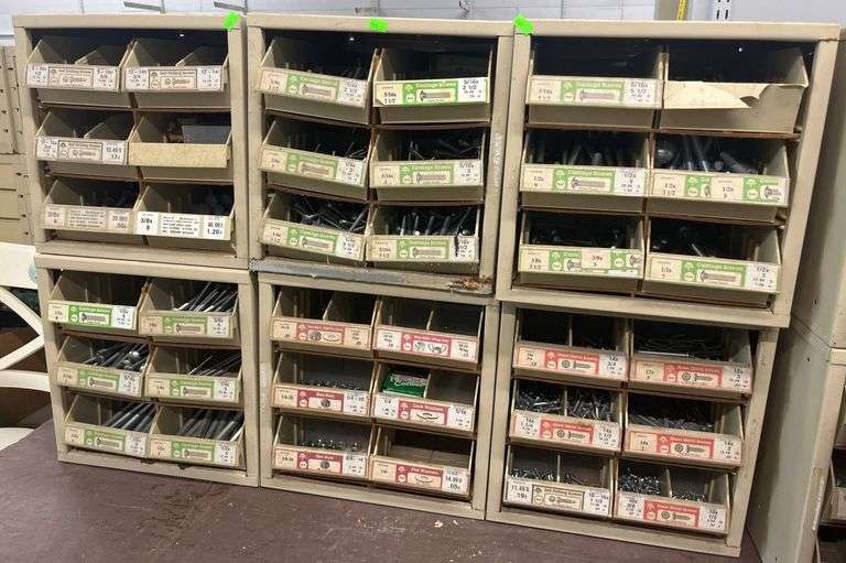 6 Metal Hardware Bins with Assorted Screws, Nuts, and Washers - Metzger ...