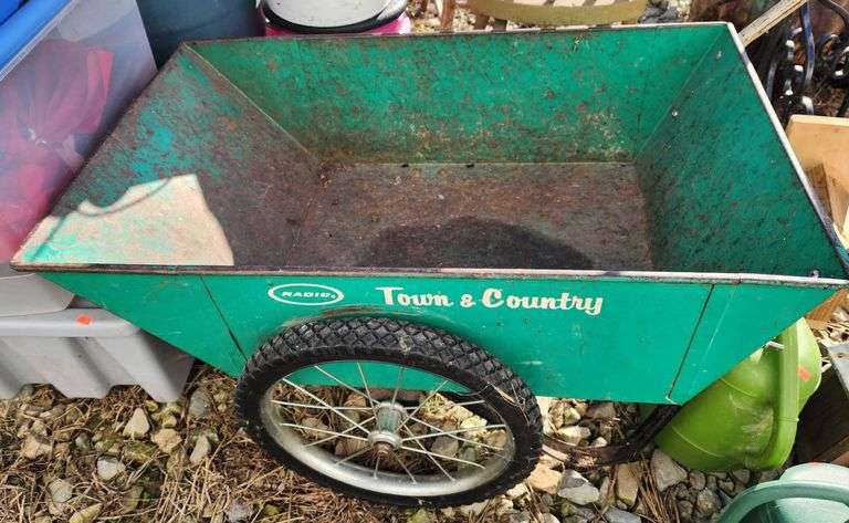 Radio Town & Country Green Metal Garden Cart with Rubber Wheels, 25″x48 ...