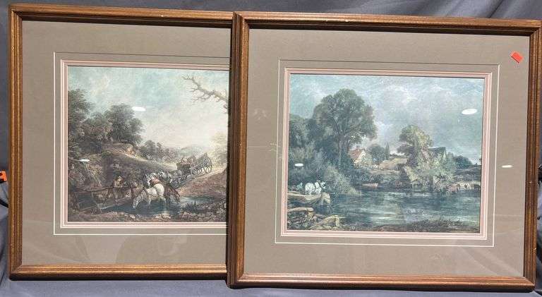 2 Framed Landscape Prints with Matting and Wood Frames, 21.5” x 24 ...