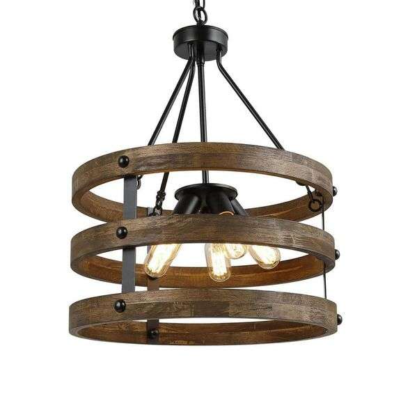 LOUGHEED DECOR INC - Rustic 5-Light Black Drum Wood Cage Chandelier for ...