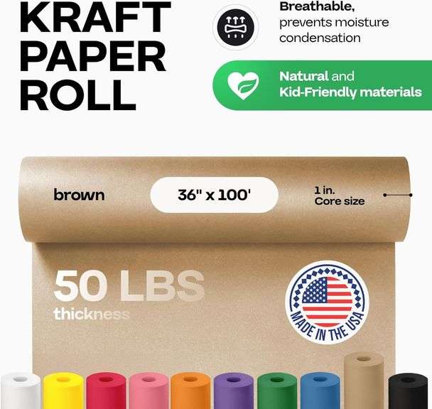 - Brown Paper Roll 36 x 1200 (100 feet) - USA-Made Thick Kraft Paper ...