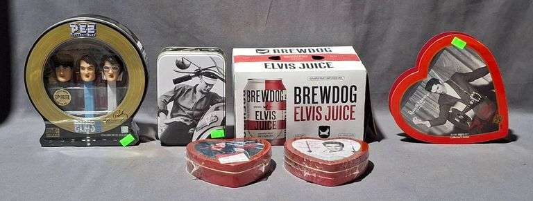 Elvis Themed Items Inc. PEZ Collectibles, Candy Boxes, Tin & Empty Beer ...