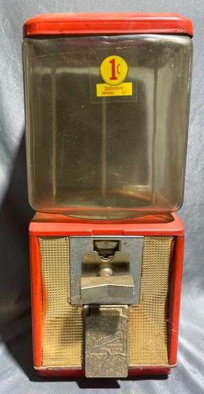 Northwestern Model 60 Red Penny Gumball Machine 7”x6”x16” - Metzger ...