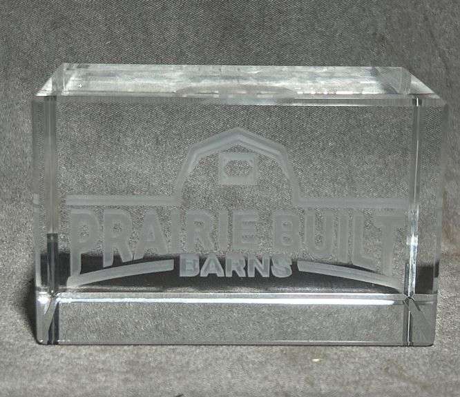 Engraved Clear Acrylic Block with Prairie Built Barns Logo 3”x2”x2 ...