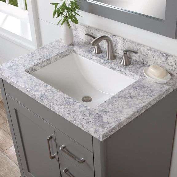 HOME DECORATORS COLLECTION - 31 in. W x 22 in. D Cultured Marble White ...