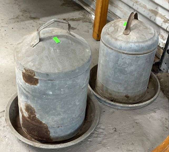 Galvanized Metal Poultry Waterers with Handles and Bases - Metzger ...