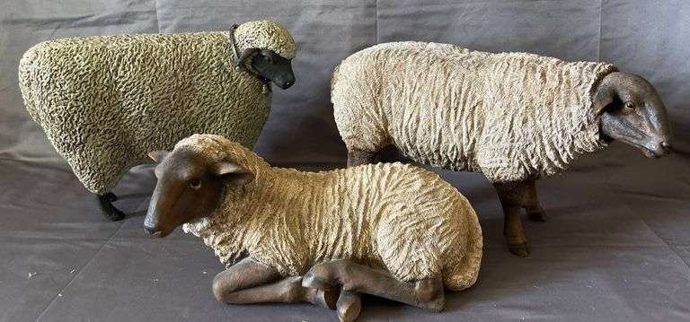 Resin Sheep Figures with Textured Detailing, Set of 3 - Metzger ...