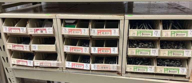 3 Metal Hardware Bins with Contents Inc. Nuts, Washers and Screws ...