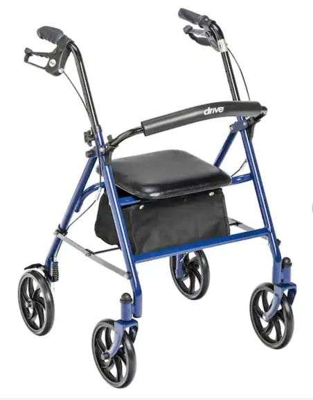 Drive 4-Wheel Rollator with 7.5-Inch Casters and Loop Locks, Blue ...