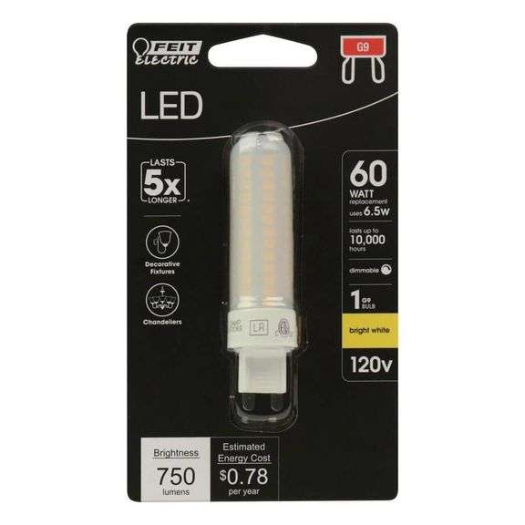 FEIT ELECTRIC - 60-Watt Equivalent Bright White (3000K) T4 G9 Bi-Pin ...