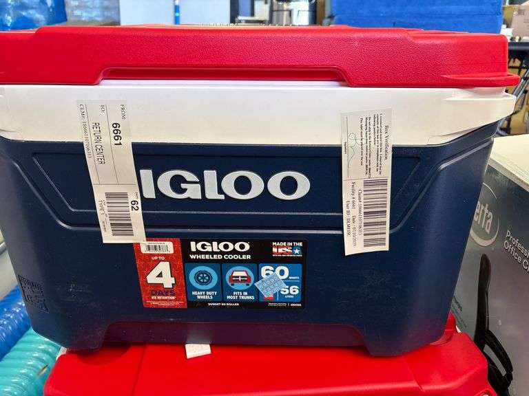 Igloo 60-Quart Wheeled Cooler with Handle and Drain Plug 23” X 14” - Metzger Property Services, LLC