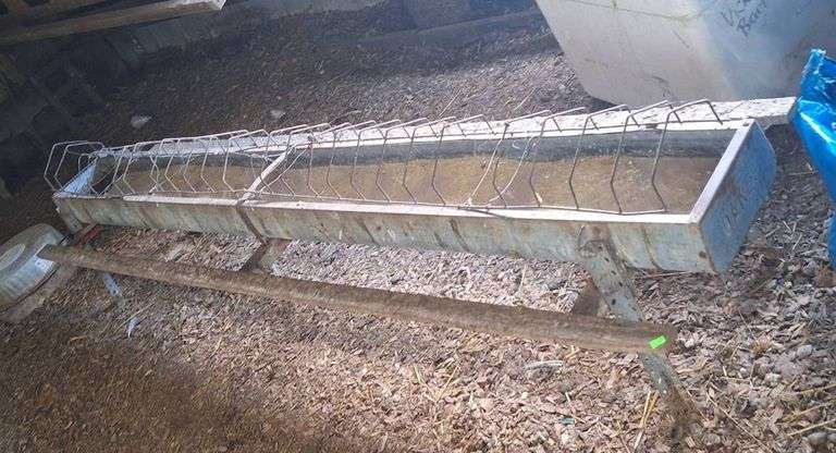 Metal chicken Feed Trough with Wire Divider 92in - Metzger Property ...