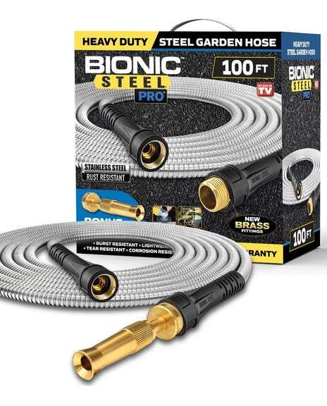 Bionic Steel PRO 100 Ft Heavy Duty Stainless Steel Garden Hose with ...