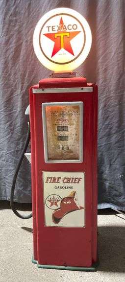 Texaco-Themed Gas Pump Replica Lamp with Glass Globe – NOT FULL SIZE ...