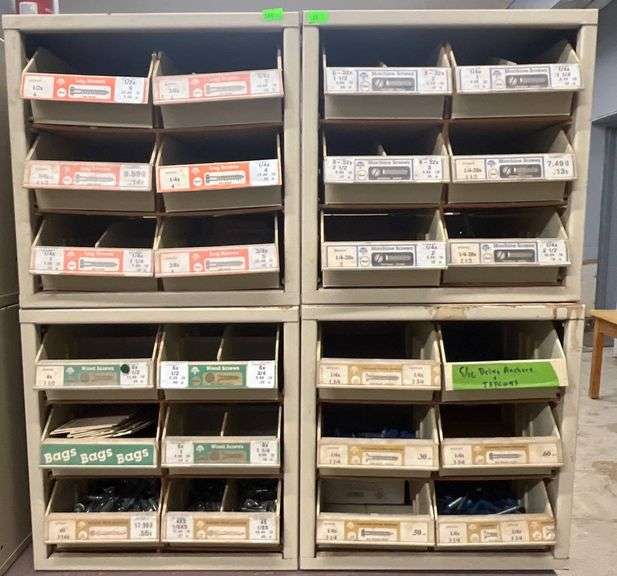 4 Metal Hardware Bins with Assorted Screws and Anchors - Metzger ...