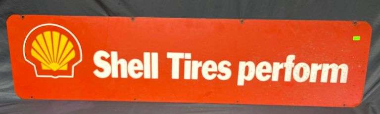 ‘Shell Tires Perform’ Advertising Sign with Yellow Shell Logo, 12”x48 ...
