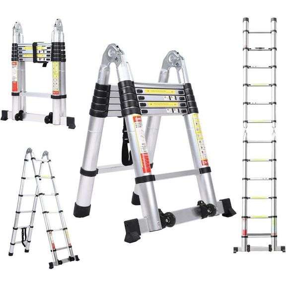 WRIGHTMASTER - 12.5 ft. Multi-Purpose Aluminum Extension Ladder with ...