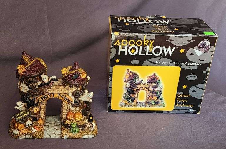 Spooky Hollow Ghost Town Archway Porcelain Halloween Decoration ...