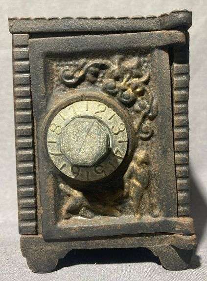 Cast Iron Safe-Shaped Coin Bank with Combination Dial and Embossed ...