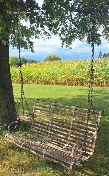 Metal Porch Swing With Slatted Design, 42in – chains will need to be ...
