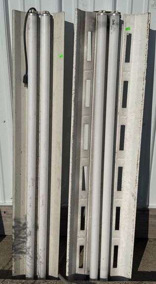 (2) Fluorescent Light Fixtures with Metal Reflectors, 49”x9” and 10”x12 ...