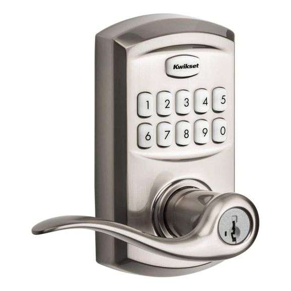 KWIKSET - 917 SmartCode Satin Nickel Keypad Electronic Single-Cylinder Tustin Door Handle ...