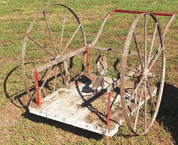 Metal Push Cart with Spoked Wheels, 30×36 Inches - Metzger Property ...