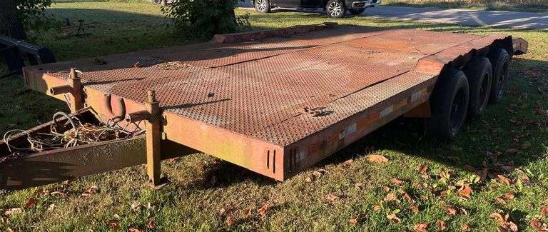 Triple-Axle Steel Flatbed Trailer With Steel Deck 18′, HAS A REBUILD ...