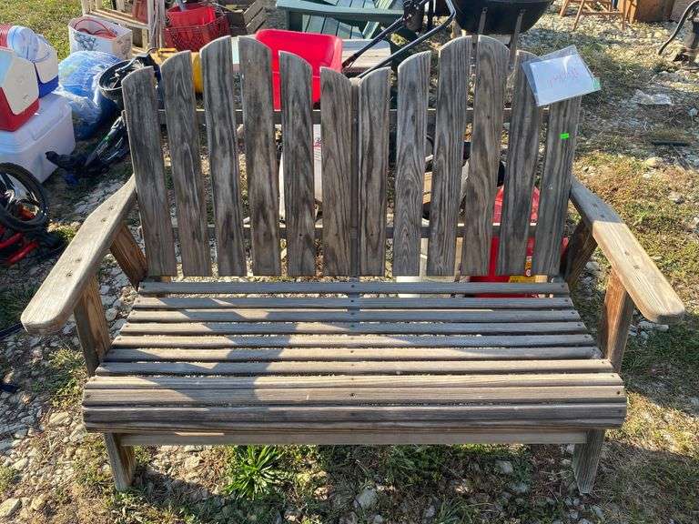 Slatted Outdoor Bench with Curved Backrest, 53”Wx37”H - Metzger ...
