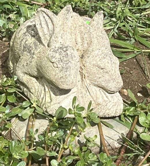 Concrete Rabbit Sculpture with Dual Rabbit Design - Metzger Property ...