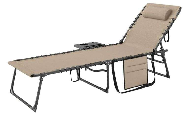 Outsunny Folding Outdoor Chaise Lounge Chair with Adjustable Back and ...