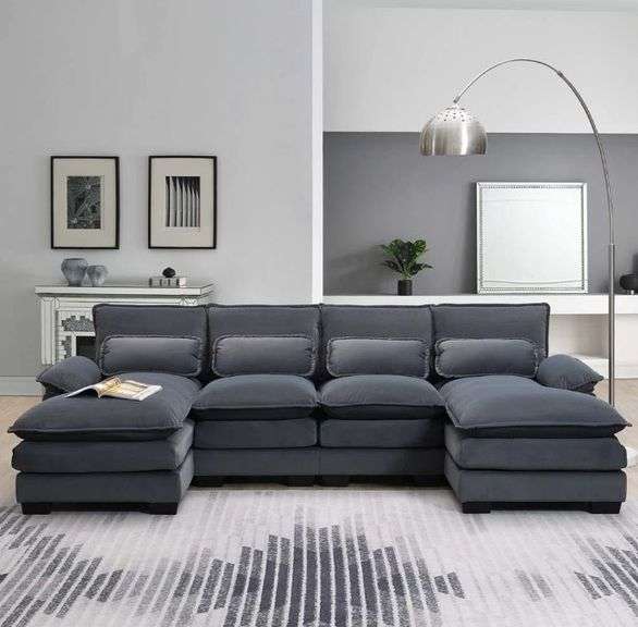 Alyzza Modern U-Shaped Sleeper Sectional Sofa with Double Chaise ...