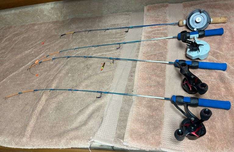 2 Piscifun & 1 Pflueger Reels with 3 Ice Blues IB-30 and 1 Unmarked Ice ...