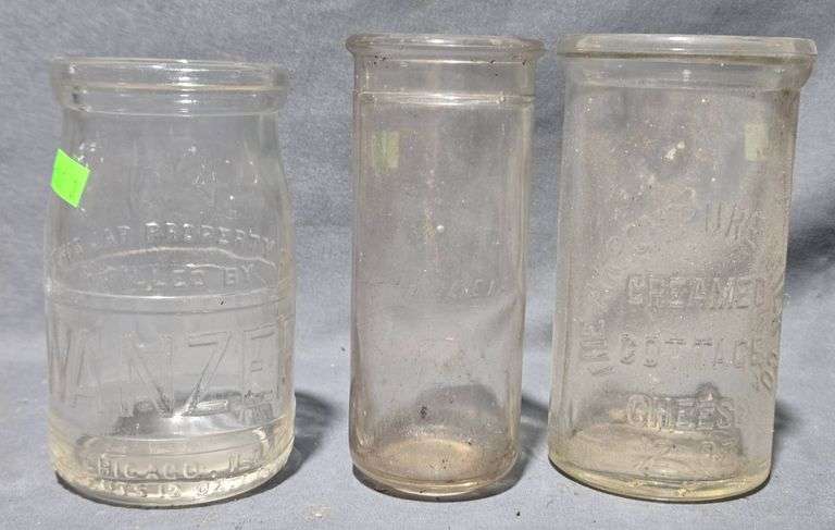 3 Clear Glass Jars With Embossed Text, 5in and 5.5in Heights - Metzger ...
