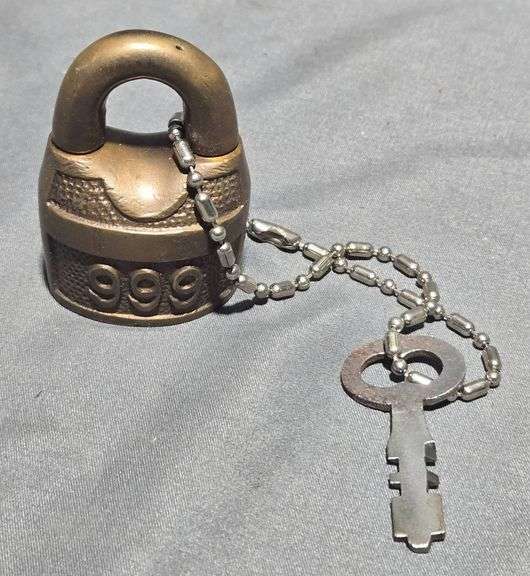 Scandinavian Brass Padlock with Key Inscribed ‘999’, 2.5″ - Metzger ...