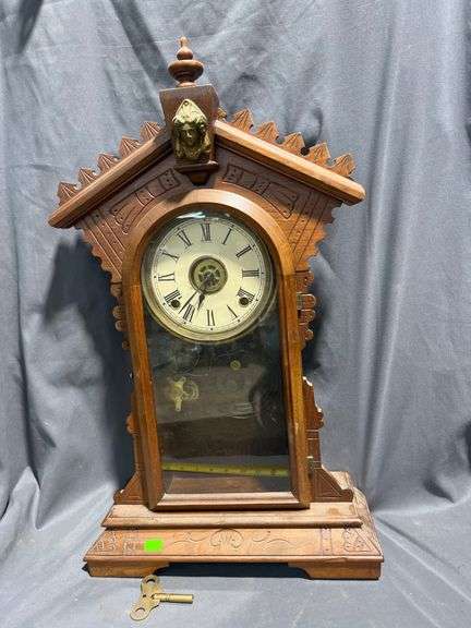 Welch Kitchen Clock with Roman Numeral Dial, Cherub, Spoon Carving ...