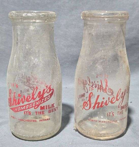2 Shively’s Milk Bottles - North Manchester, Indiana, 5.5" - Metzger ...