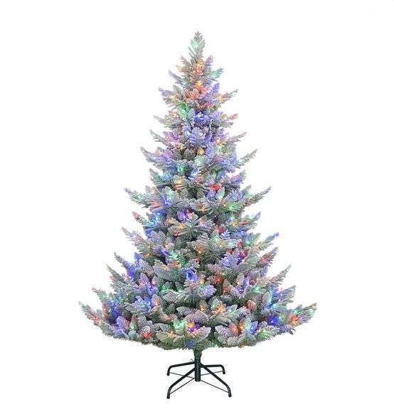 7.5’ Pre-Lit Artificial Christmas Tree with Multicolor Lights - Metzger ...