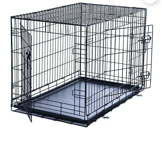 Max & Marlow 42-Inch Double-Door Folding Metal Dog Crate with Tray and ...