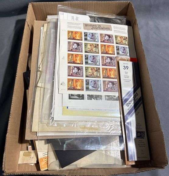 Postage Stamps and Philatelic Items in Box - Metzger Property Services, LLC