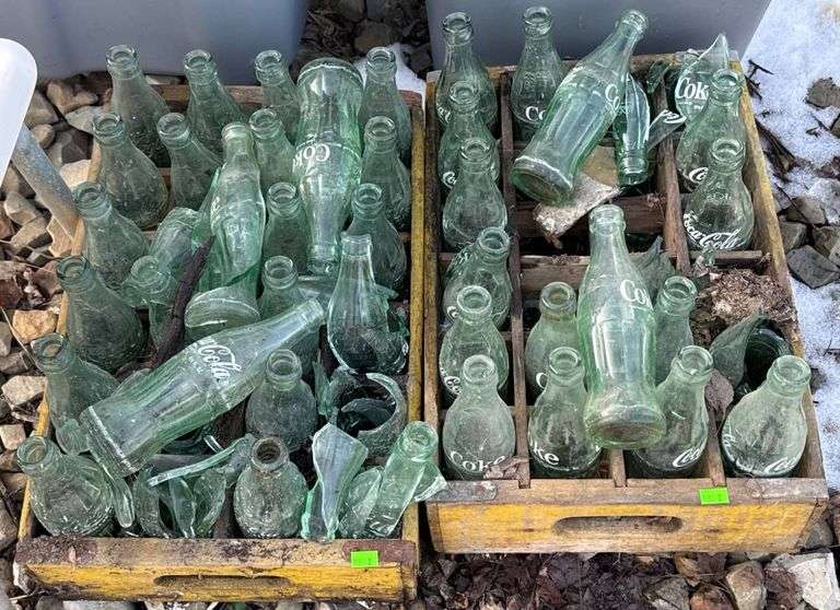 Coca-Cola Glass Bottles in 2 Wooden Crates 12 x 19 x 12, Some Bottles ...