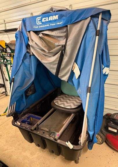 Clam The Original Fish Trap Ice Shelter with Built-In Seat 67″ x 37″ x ...